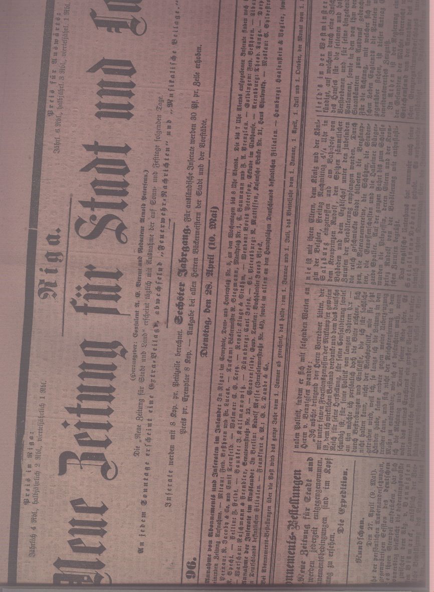 Neue Zeitung für Stadt und Land (Deutsche Tageszeitung aus Riga in der ... Neue Zeitung für Stadt und Land (Deutsche Tageszeitung aus Riga in der ...